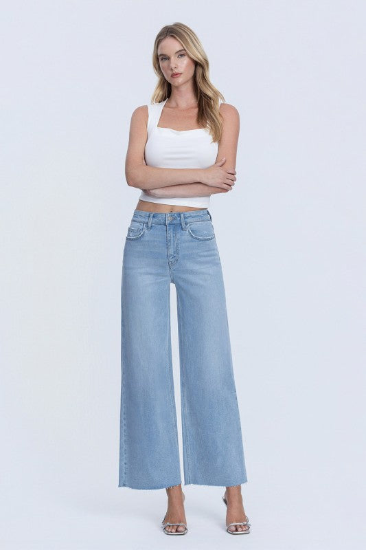 Maudie High Rise Raw Hem Wide Leg Jeans Light Wash – Miss Match Group Inc.