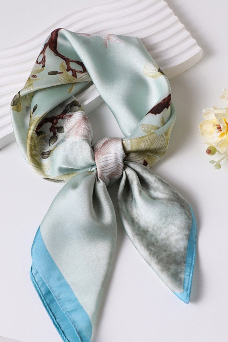 Christina Floral Print Square Fashion Scarf Icy Blue – Miss Match Group ...